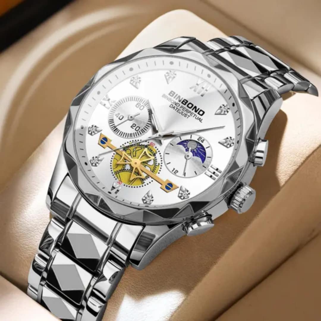 BINBOND 1236 Morden Style High Quality Single Lock Men’s Watch-White ...